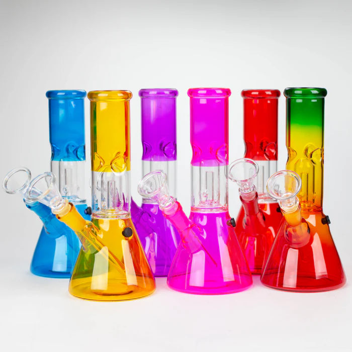 8" single dome Percolator glass water bong Colors Vary – BlazenHaze